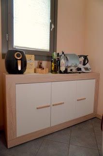 Mobile misto laccato lucido bianco e legno