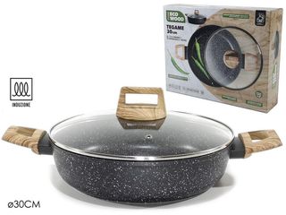 Tegame 30 cm con coperchio in vetro temperato