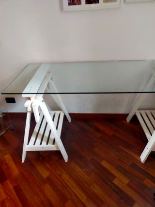 Scrivania legno e cristallo