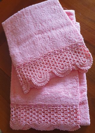 Asciugamani, 1 viso + 2 bidet, rosa