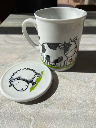 tazza mucca e pecora con coperchio