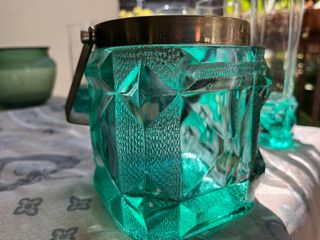 set bicchieri vetro massiccio e portaghiaccio