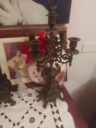 orologio più candelabri ottoni