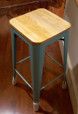 Sgabello in acciaio e legno Nuovo