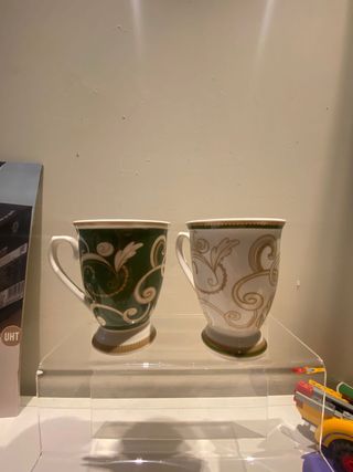 coppia tazze mug Brandani verde e oro