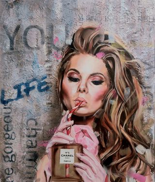 Dipinto Olio si tela 60x50 Chanel Simona Zecca