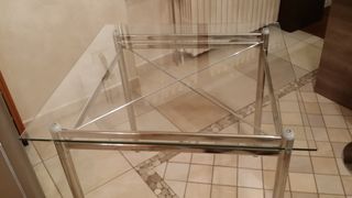 Tavolo vetro e ferro cromo
