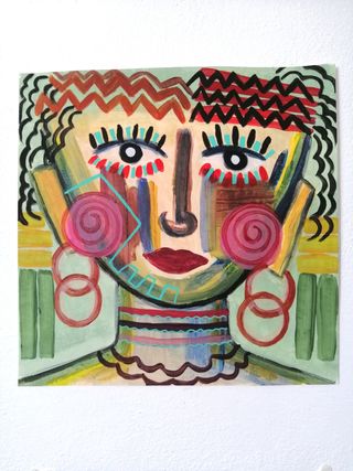 Arte original de mujer tribal/cuadro hecho a mano