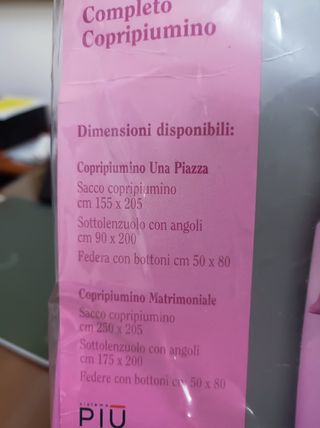 Parure copripiumino letto singolo