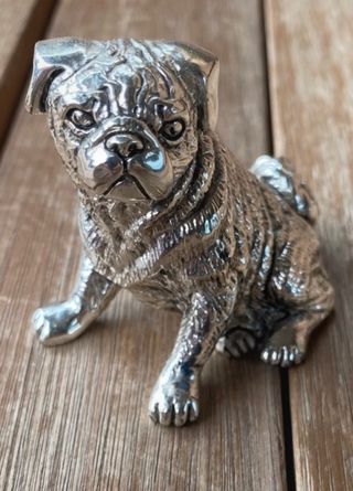 soprammobile argento cane carlino