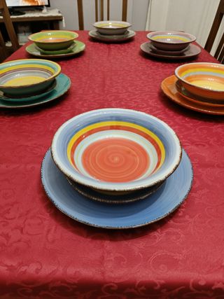 set Servizio piatti in ceramica decorata pezzi 18