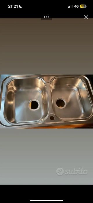 Lavandino 2 vasche acciaio