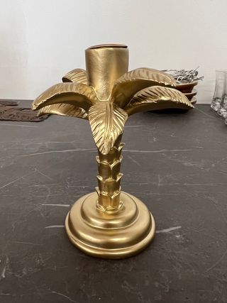 Portacandele oro a forma di palma