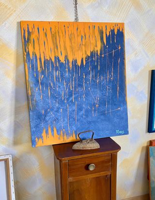 tela blu e arancio arte moderna