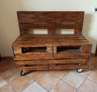 PANCHINA/DIVANETTO IN LEGNO ECO PALLET COLORE NOCE