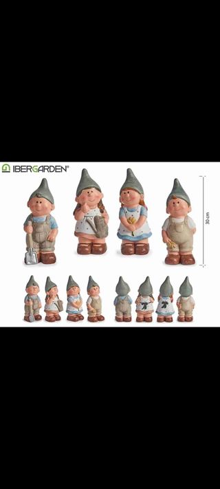 set gnomi in ceramica 30cm 3 pezzi