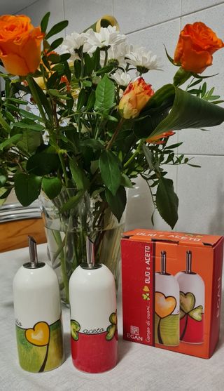 Set olio e aceto porcellana dipinta Egan