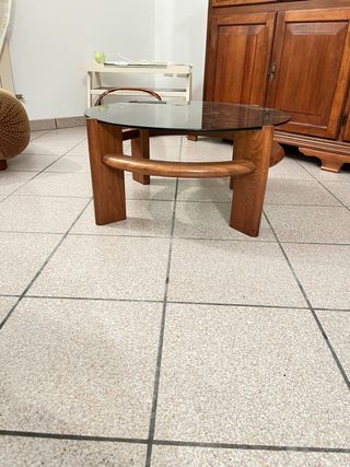 tavolino da soggiorno in legno e vetro