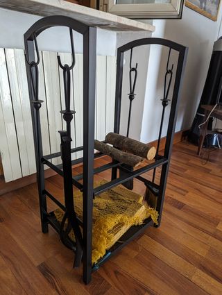 Portalegna in metallo per camino + utens