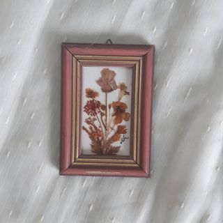 Cornice vintage legno color legno con fiori secchi