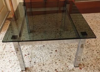 Tavolinetto da soggiorno cromato con vet