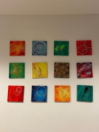 set 12 quadri moderni dipinti a mano olio su tela