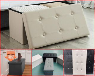 PUFF  CONTENITORE ECOPELLE PANCA BAULE IMBOTTITO T