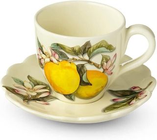 Nuova Cer Tazza tè con piatto decoro LIMONI