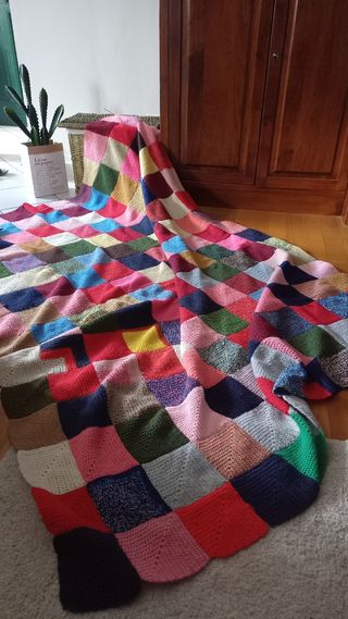 Coperta handmade nuova in lana