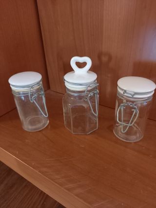 3 barattolini in vetro shabby