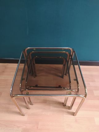 Trittico tavolini dorati anni 70