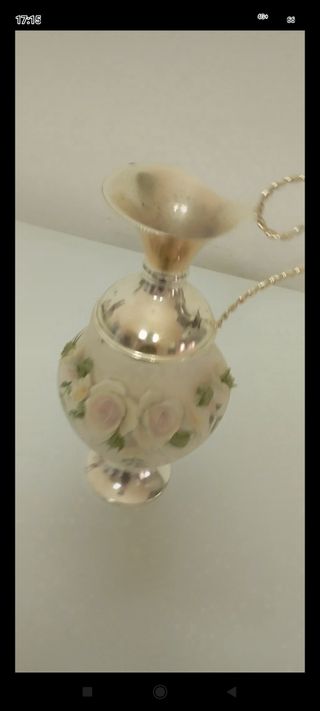 Vaso portafiori Capodimonte e silver