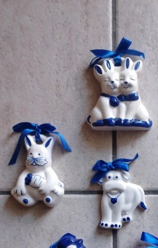 Set 3 pezzi decorazioni in ceramica