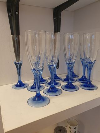 servizio bicchieri flute, stelo blu