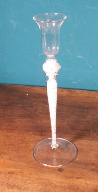 Portacandela in vetro soffiato con cristalli