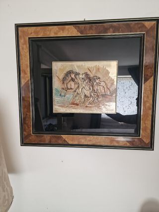 Quadro eseguito a mano su lastra argento