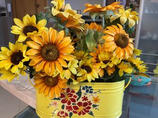 CENTRO TAVOLO GIRASOLI IN FERRO