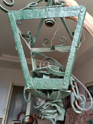 Lampione vintage ferro battuto verde