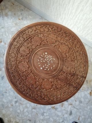 Tavolino anglo-indiano & Animali in Vera Pelle