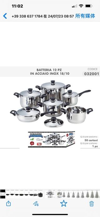 Batteria BAVARIA 12 pezzi in acciaio inox 18/10