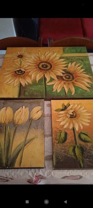 Tris quadri con girasoli