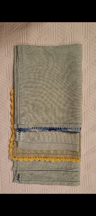 5 asciugamani 100%lino cuciti a mano