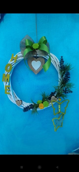 Ghirlanda scritta Home realizzata a mano