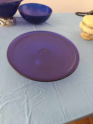 Porta torta in vetro blu