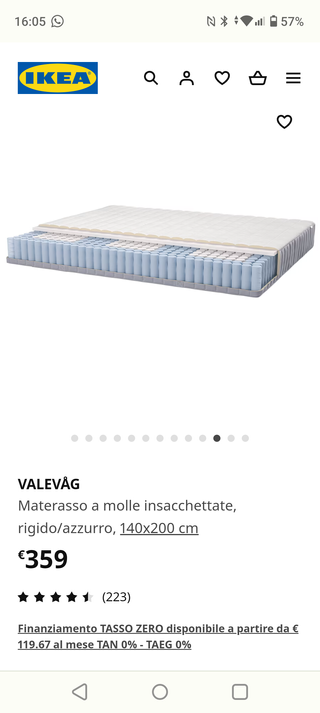 Materasso a molle insacchettate 140x200 h24