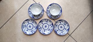 Servizio latte ceramica bianca e blu