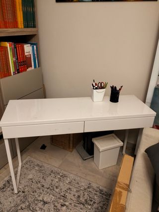 Scrivania bianca 120x40, altezza 75