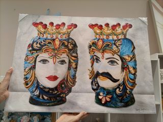 Quadro di teste di Moro dipinto a mano