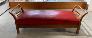 divano vintage pelle /legno