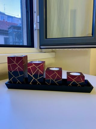 Soprammobile 4 candele in legno